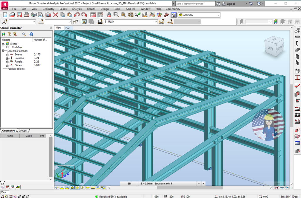 Autodesk Robot 2026 Tutorial. Steel Level I – Virginia E-Learning&Training