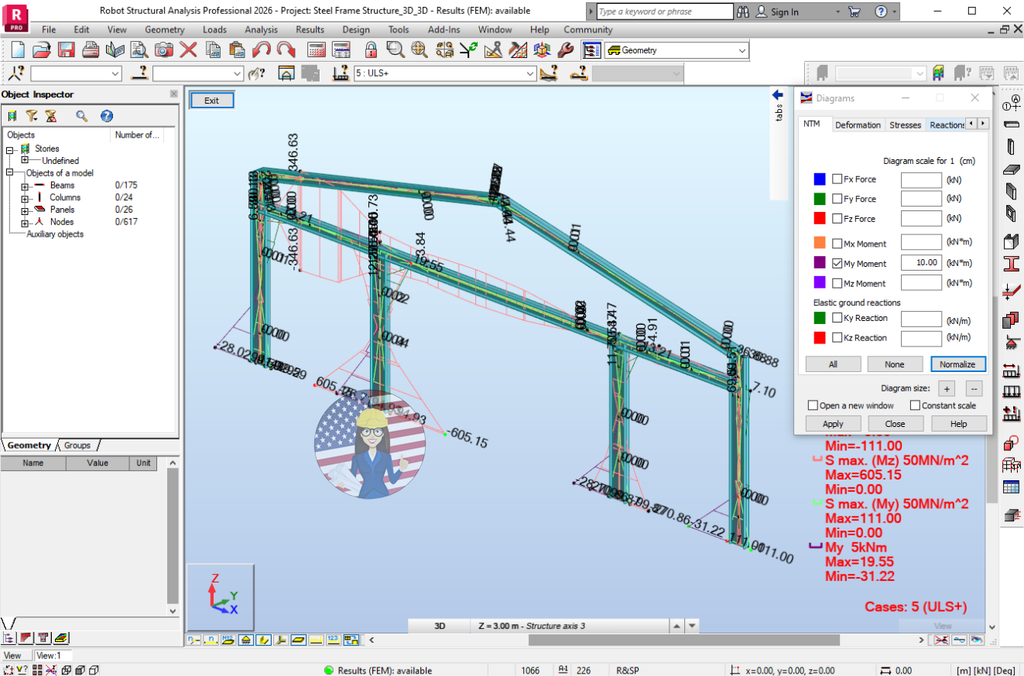 Autodesk Robot 2026 Tutorial. Steel Level I – Virginia E-Learning&Training