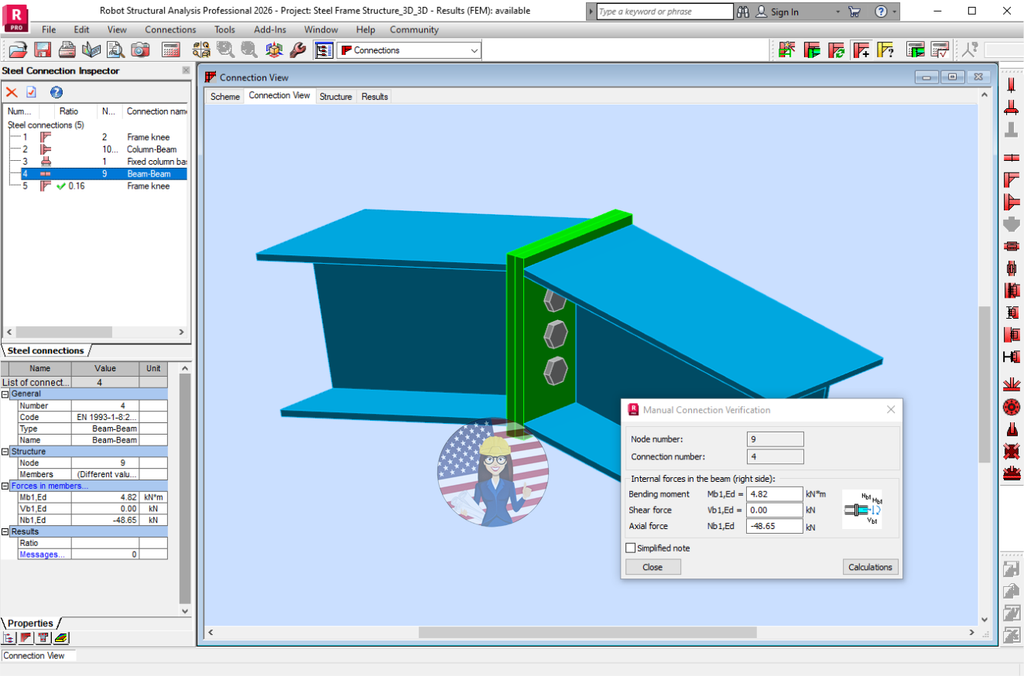 Autodesk Robot 2026 Tutorial. Steel Level I – Virginia E-Learning&Training