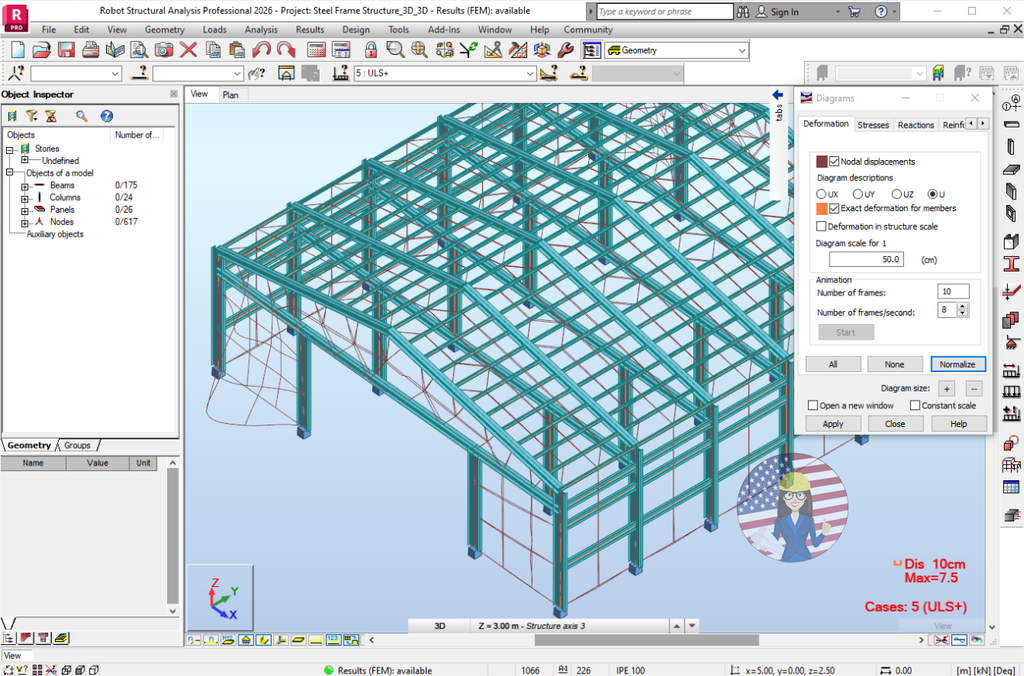 Autodesk Robot 2026 Tutorial. Steel Level I – Virginia E-Learning&Training