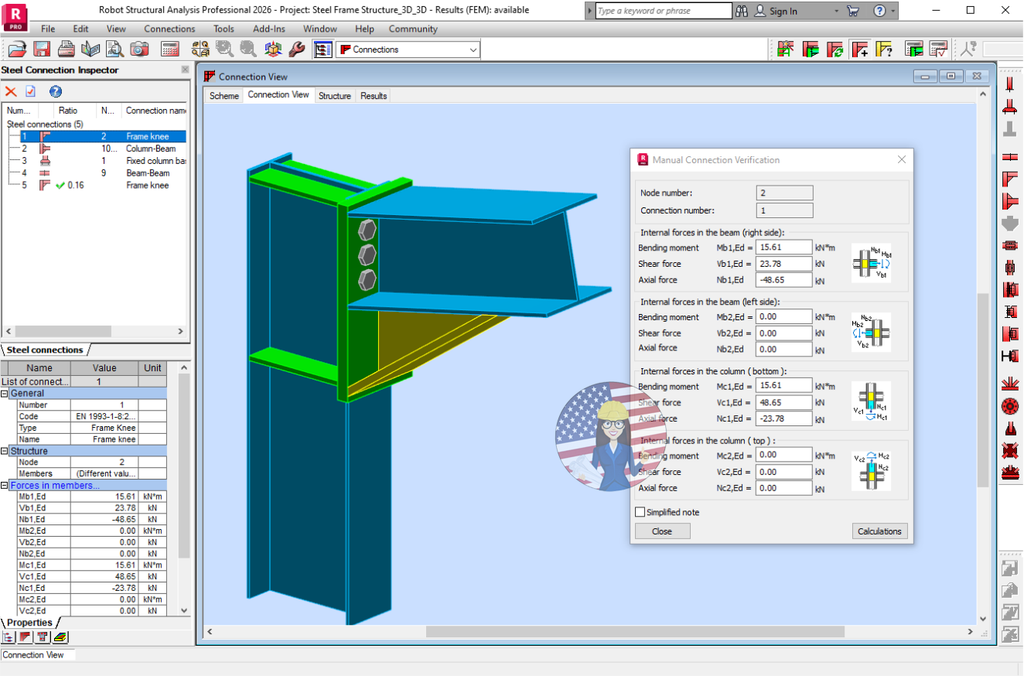 Autodesk Robot 2026 Tutorial. Steel Level I – Virginia E-Learning&Training
