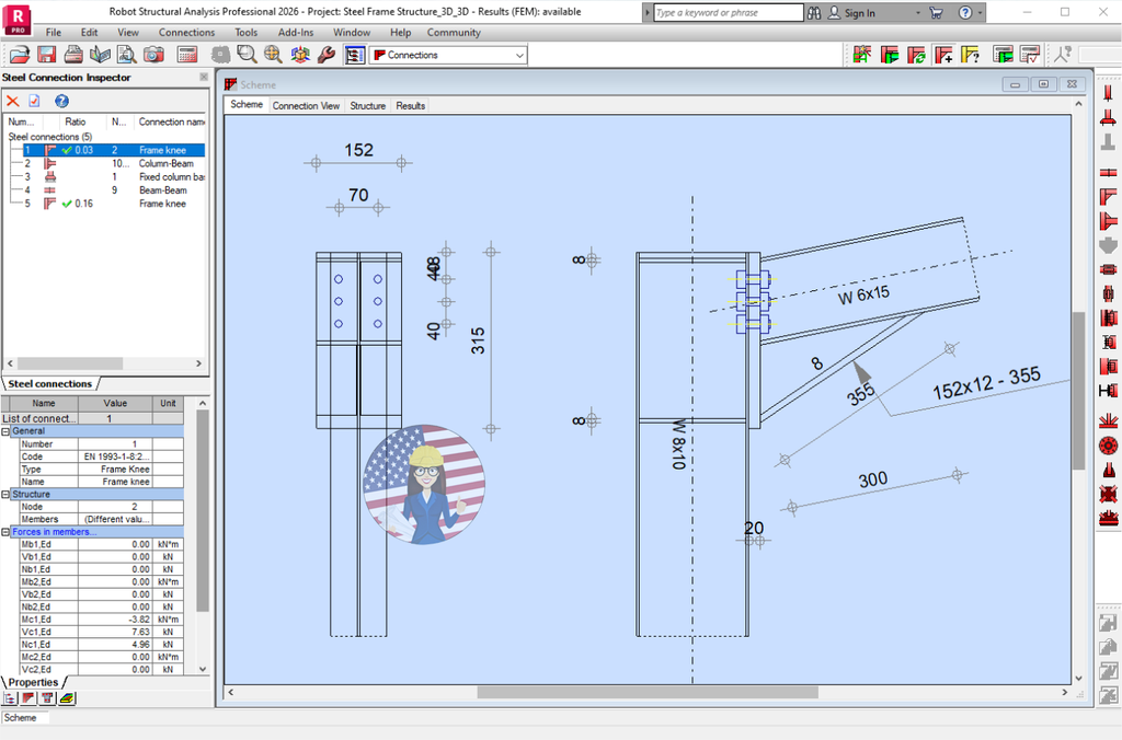 Autodesk Robot 2026 Tutorial. Steel Level I – Virginia E-Learning&Training